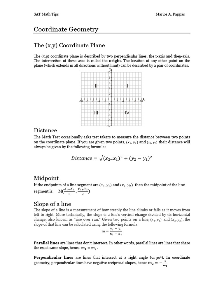 SAT Math: Coordinate Geometry | PDF