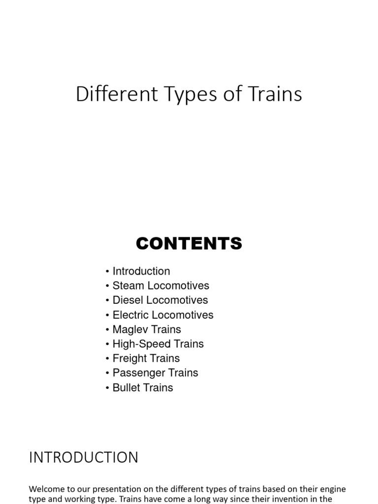 Types of Trains Explained | PDF | Home & Garden | Technology & Engineering