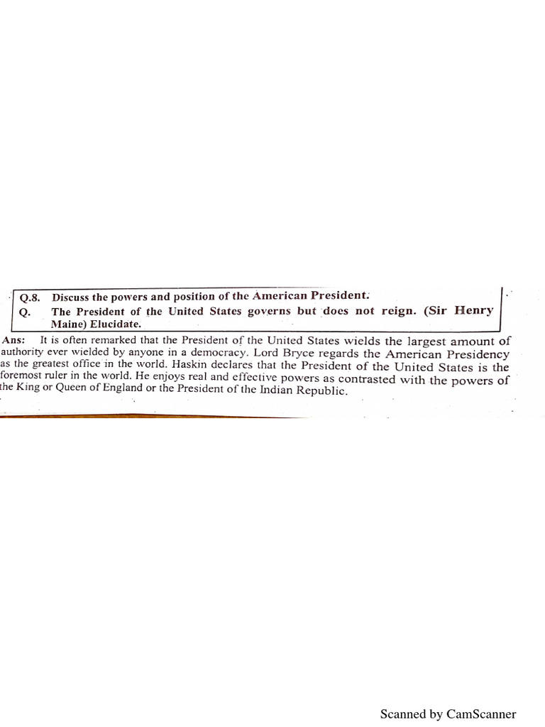 Powers and Position of The American President | PDF