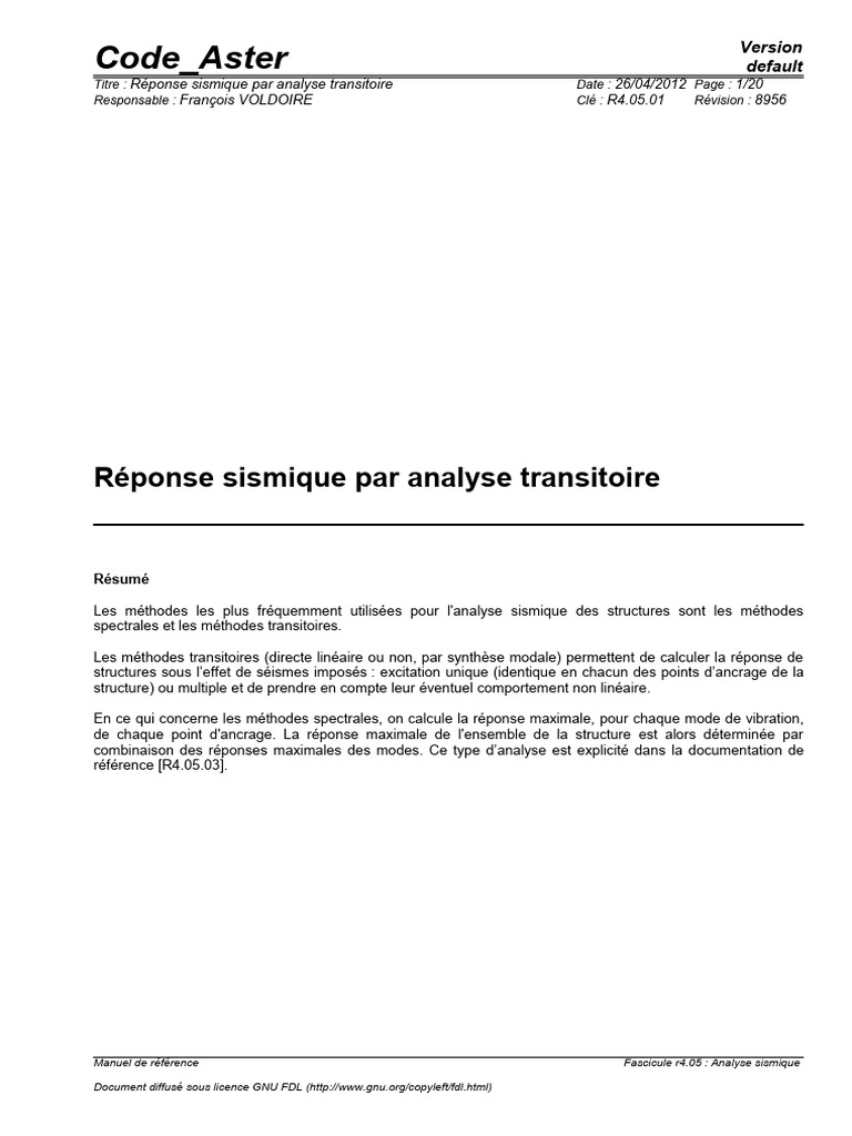 Analyse sismique par méthode transitoire | PDF | Sciences et mathématiques