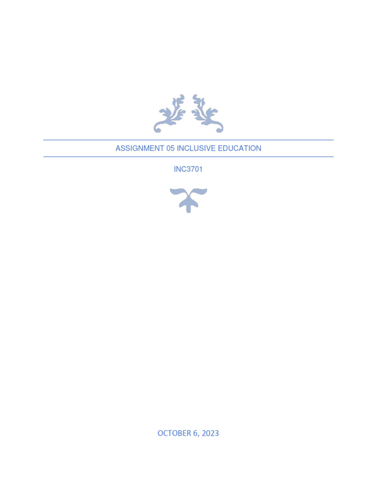 Assignment 05 INCLUSIVE EDUCATION | PDF