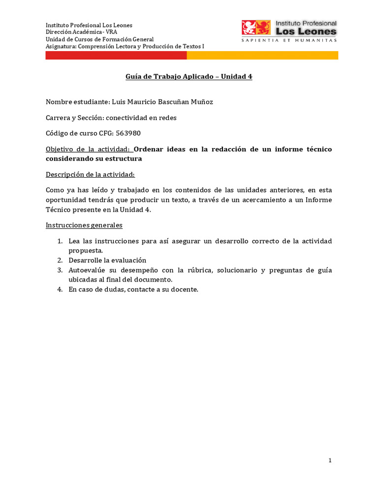 CL1 - Guia de Trabajo Aplicado - U4 | PDF