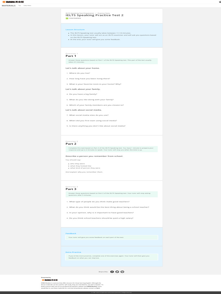 IELTS Speaking Practice Test 2 | PDF