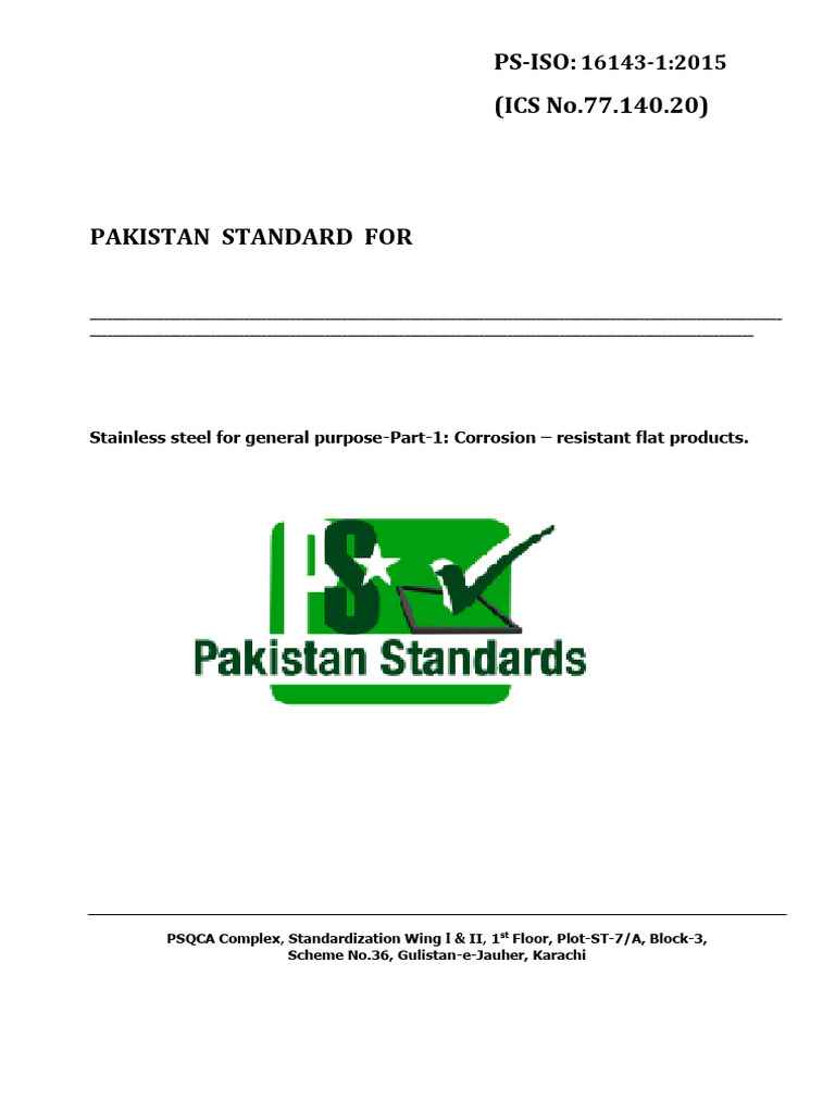 Ps-Iso 16143 Part 1 | PDF | Stainless Steel | Steel