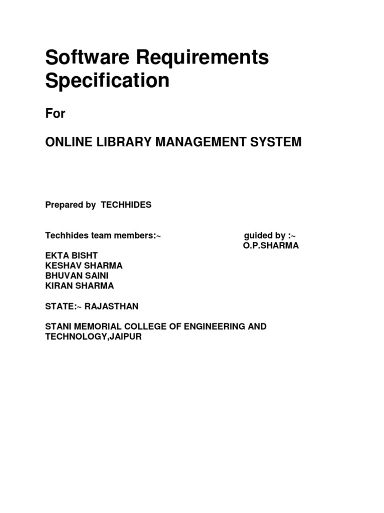 Final Srs On Library Managment System 2 | PDF | Source Code | Databases