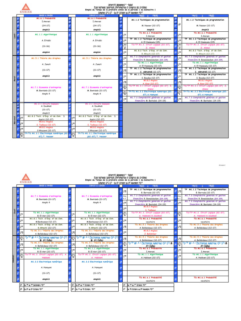 Semaine S5 - Période1 - Semestre1 - 2017-2018 | PDF