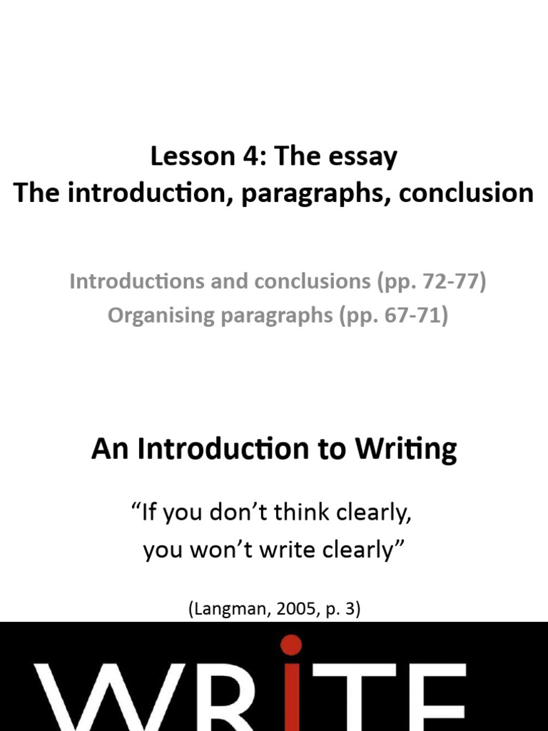 Lesson 4 the Essay - Introduction, Paragraphs, Conclusion | PDF