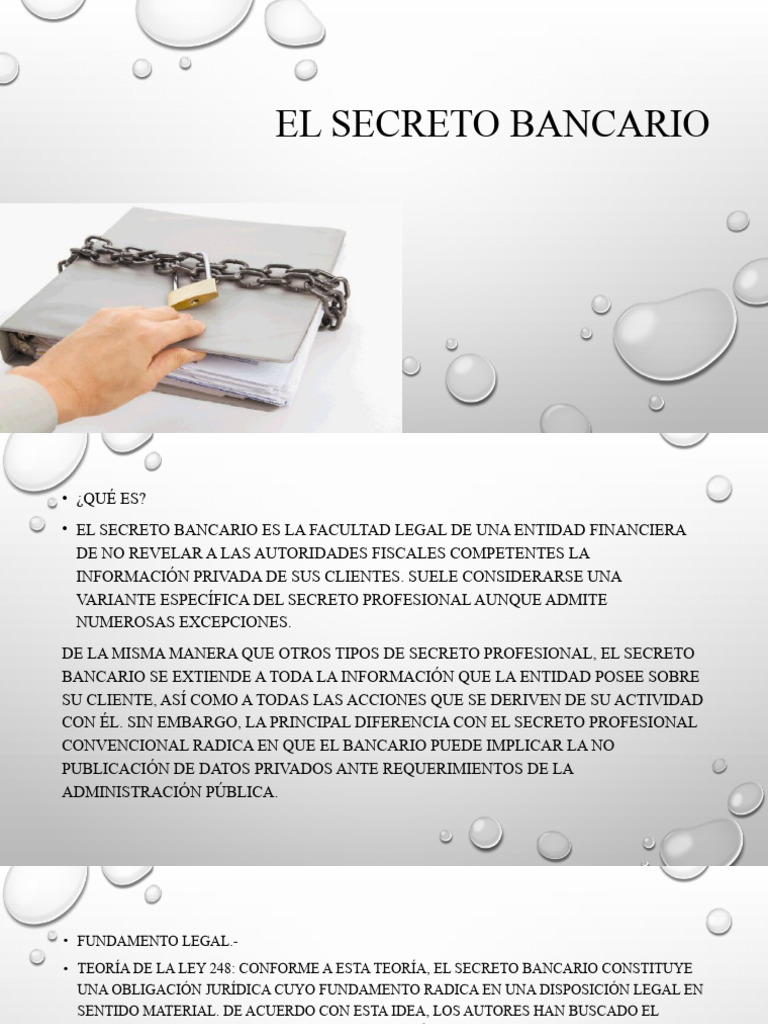 EL SECRETO BANCARIO Trabajo en Clase | PDF | Secreto bancario | Bancos