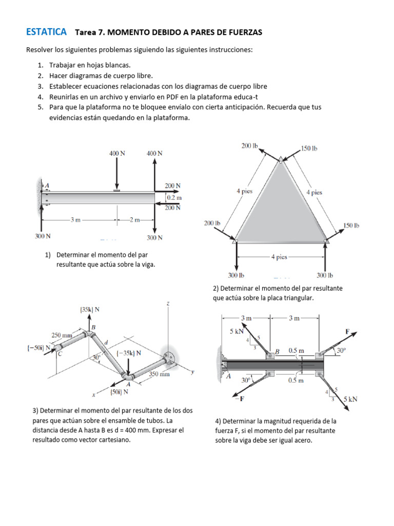 Actividad 7 Momento de Pares de Fuerzas | PDF