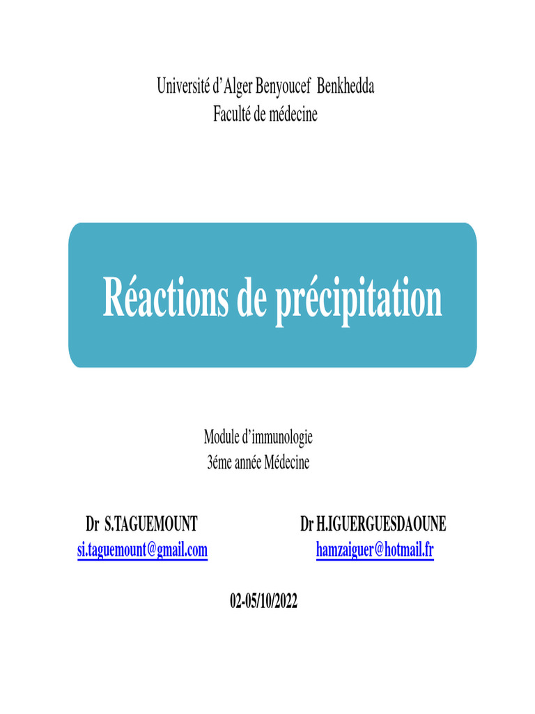 Réactions de Précipitation | PDF