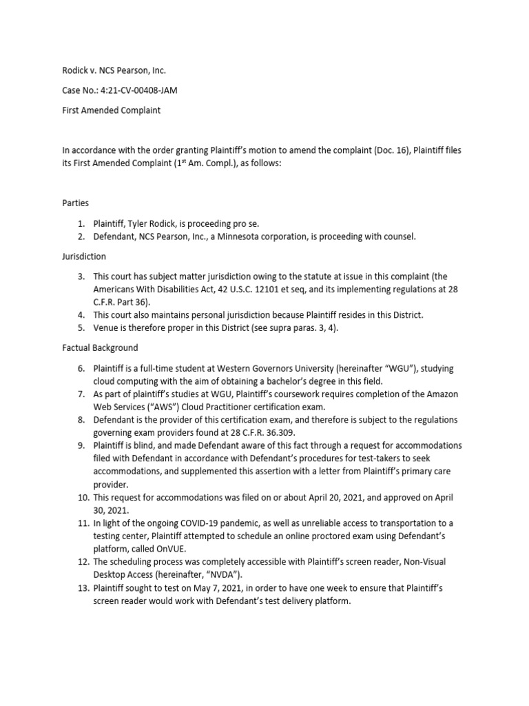 First Amended Complaint | PDF