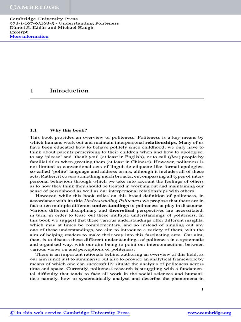 Understanding Politeness | PDF | Linguistics | Mind