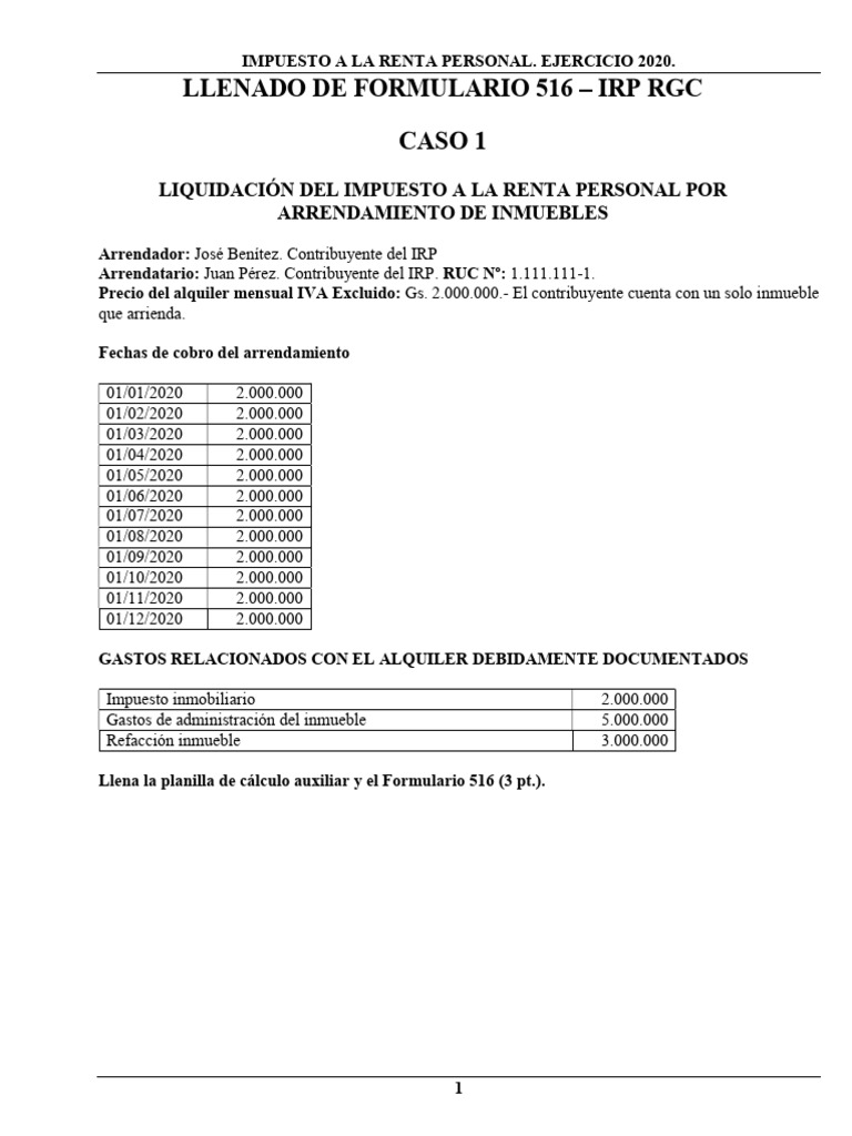 Llenado de Form 516 | PDF | Impuestos | Impuesto sobre la renta