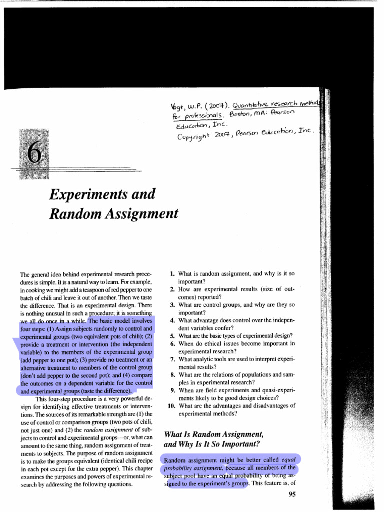 experiments and random assignments | PDF