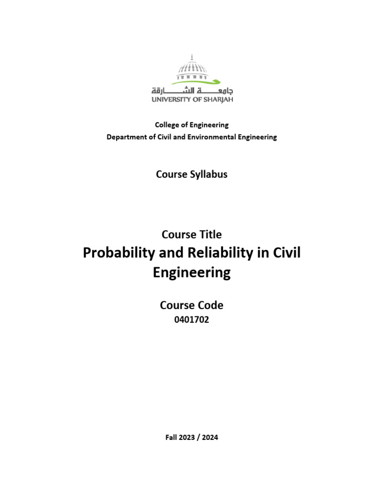 STV9302A Equivalent Course Syllabus | PDF | Reliability Engineering | Statistics