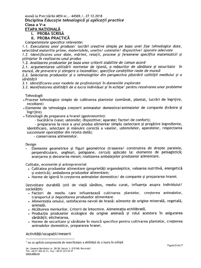 Programe Olimpiada Educatie Tehnologica | PDF