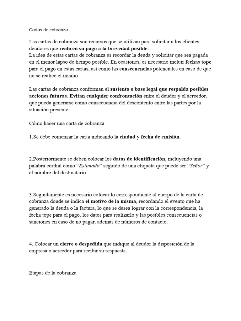 Cartas De Cobranza Pdf