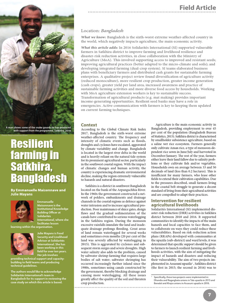Resilient Farming in Satkhira | PDF | Science & Mathematics | Technology & Engineering
