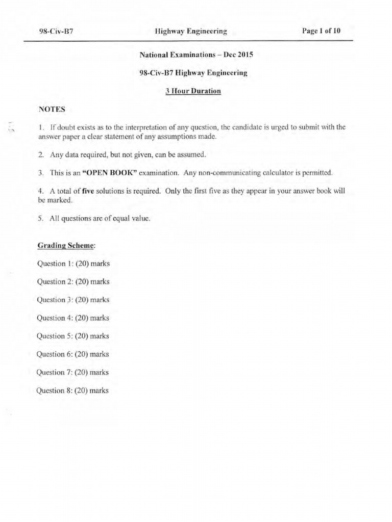 Final Highway Exam | PDF