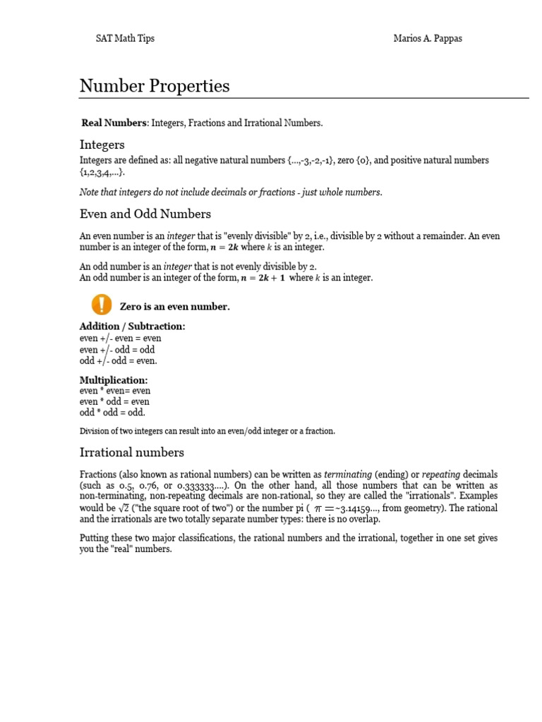 SAT Number Properties | PDF | Numbers | Factorization