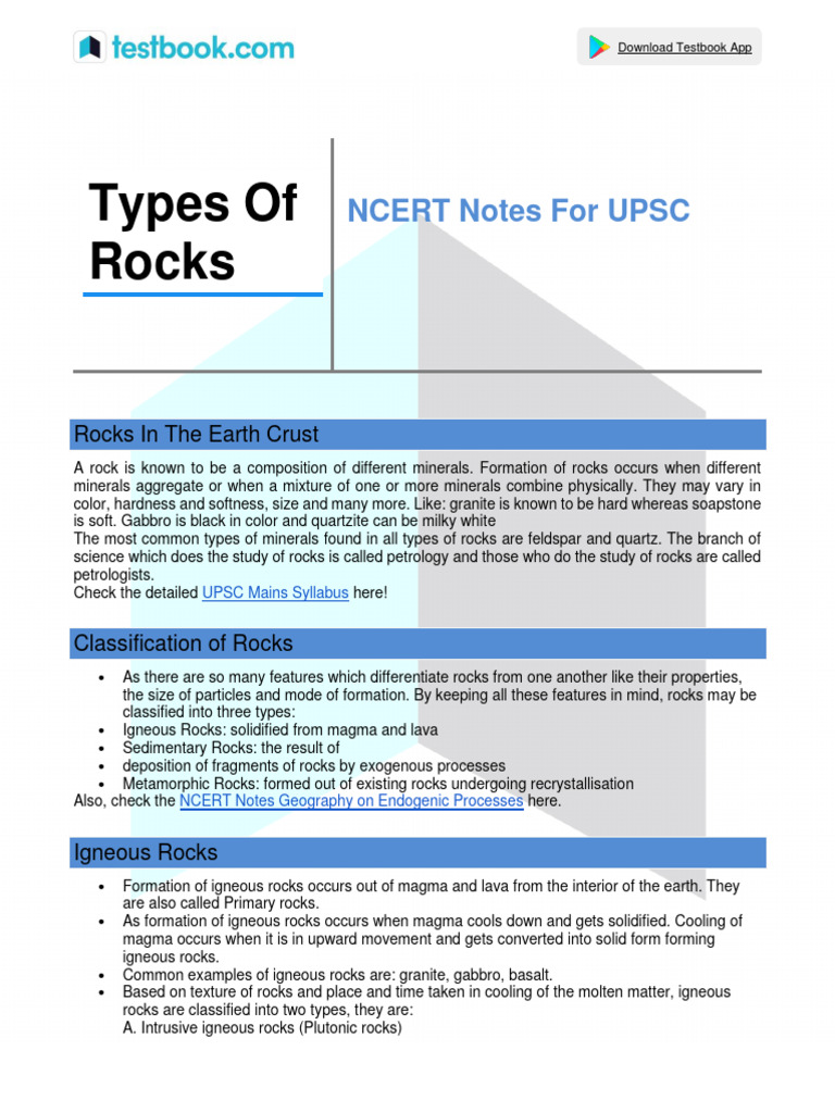 Rocks Classification | PDF | Rock (Geology) | Igneous Rock