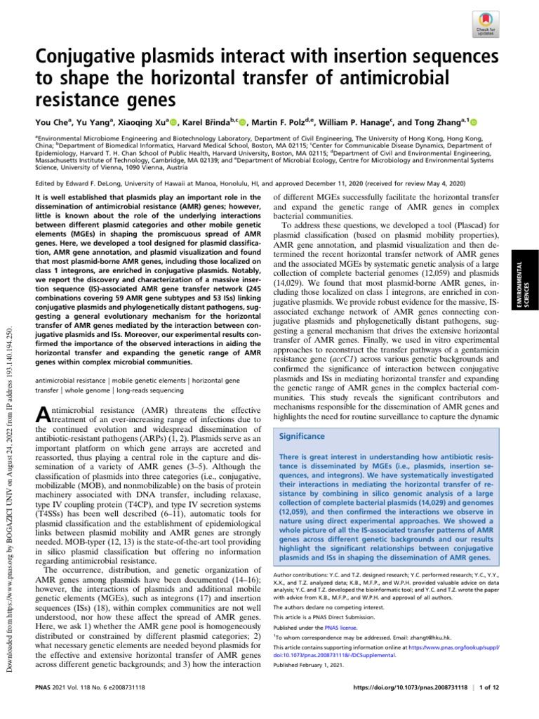 Che-2021-Conjugative Plasmids Interact With Insertion Sequences To ...