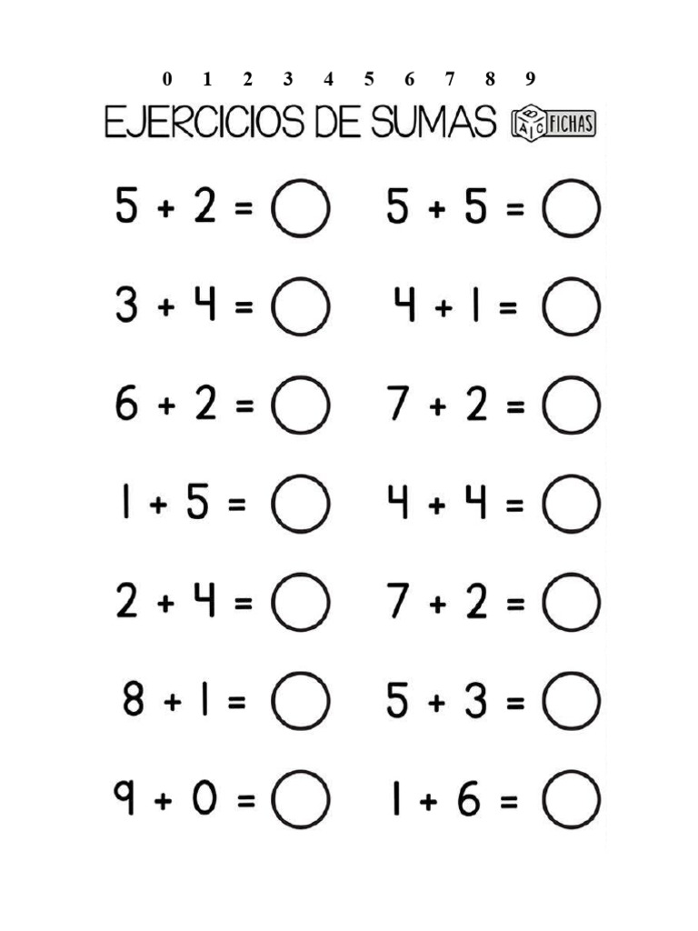 Sumas y Restas de Un Dígito - IMPRIMIR | PDF