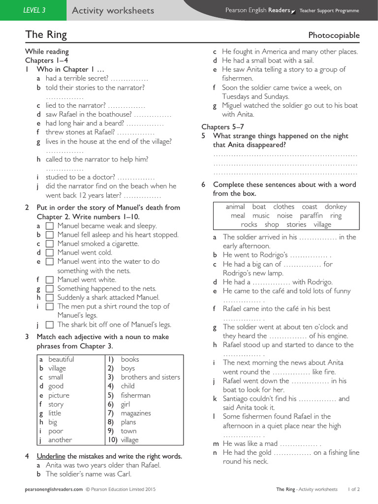 The Ring Activity Worksheets | PDF
