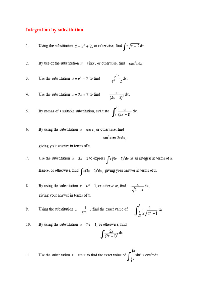 Integration by Substitution 2018 | PDF