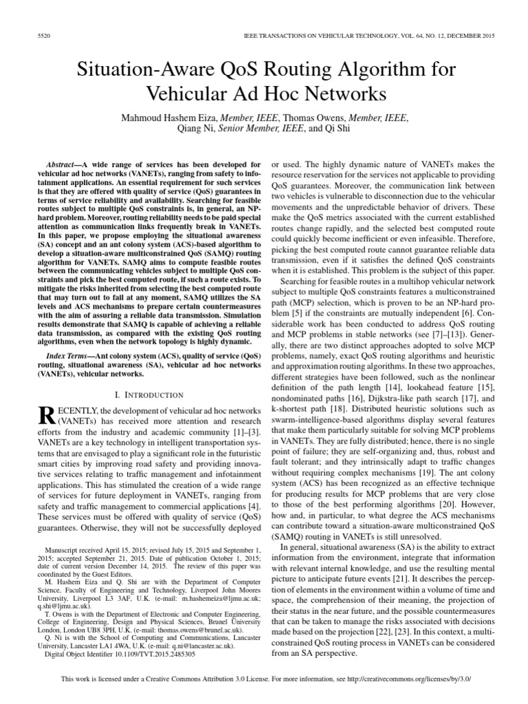 Situation-Aware QoS Routing Algorithm For Vehicular Ad Hoc Networks ... Situation-Aware QoS Routing Algorithm For Vehicular Ad Hoc Networks ...