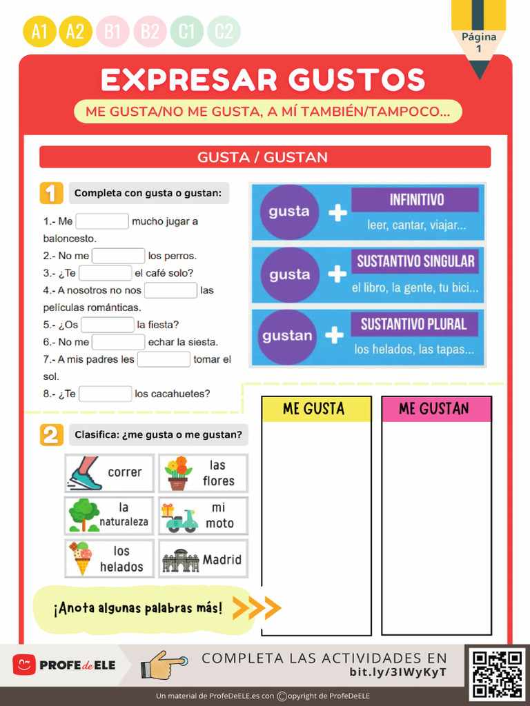 Cuadernillo de actividades - Me gusta (v.1.0) | PDF