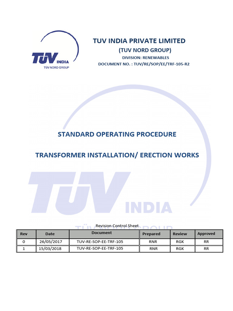 Tuv Re Sop Ee TRF 105 Transformer | PDF