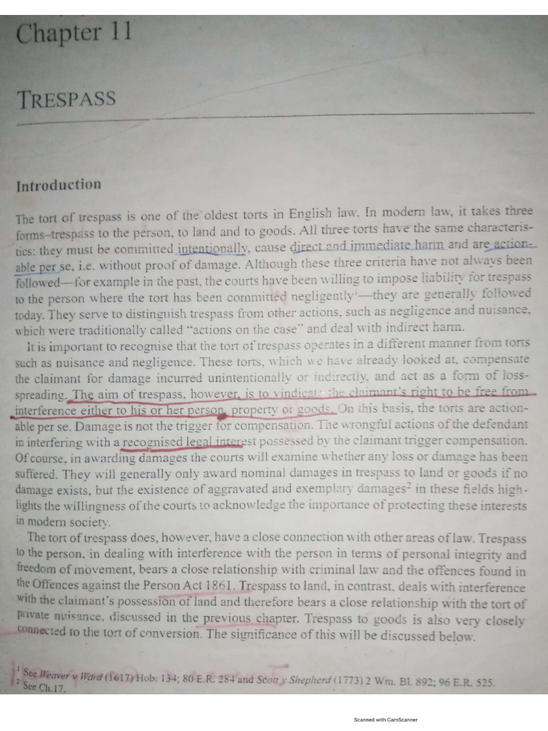 Trespass To Person | PDF