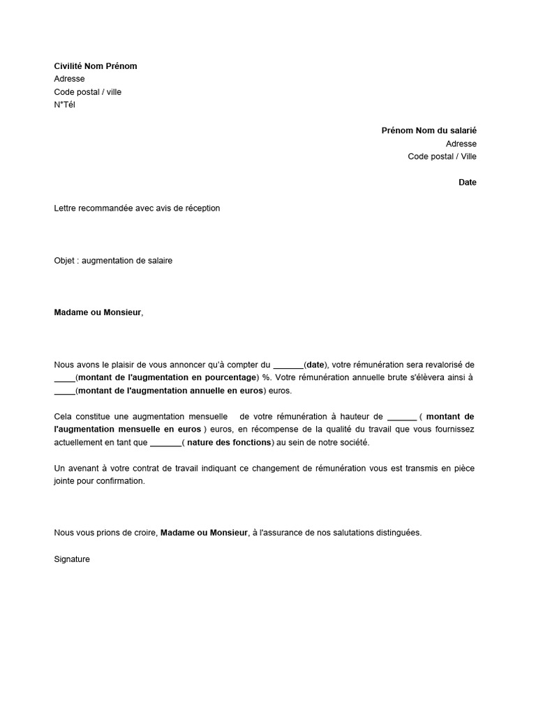 Modèle De Demande D Augmentation De Salaire – UZPQH