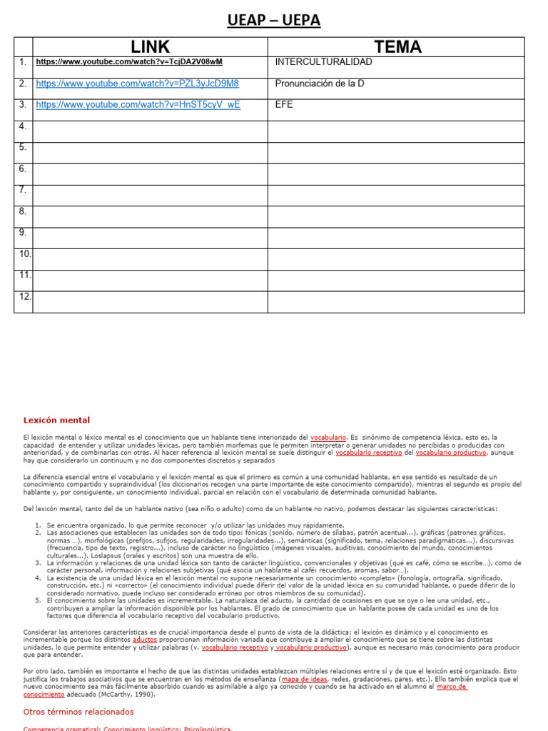 Links Importantes | PDF | Léxico | Conocimiento