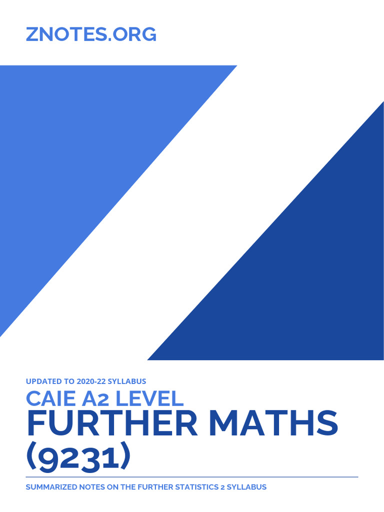 Caie A2 Level Further Maths 9231 Further Statistics 2 v1 | PDF