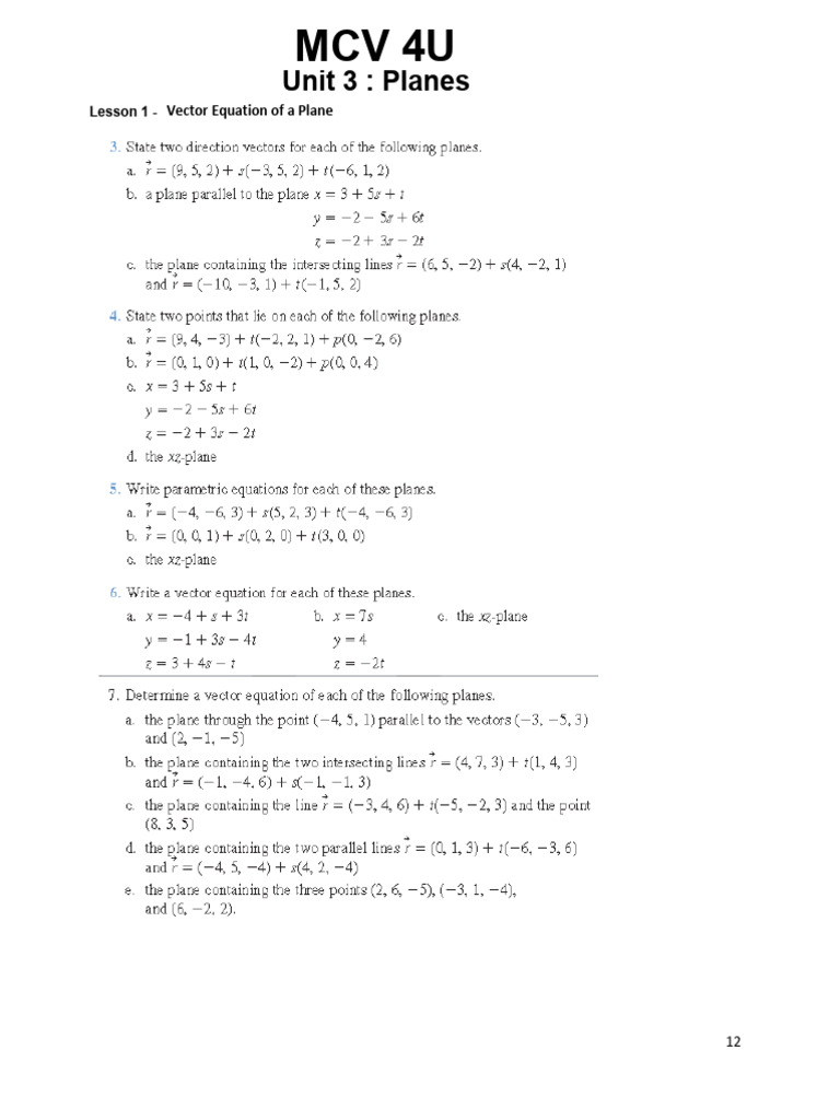 MCV4U Homework (Unit 3) | PDF