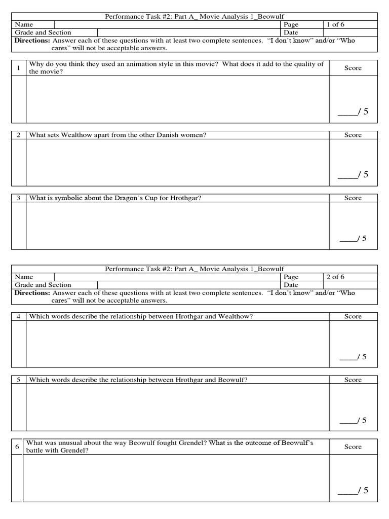 Beowulf 2007 Movie Analysis | PDF