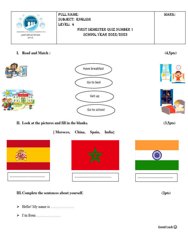 Quiz 4th Grade 1 Pdf