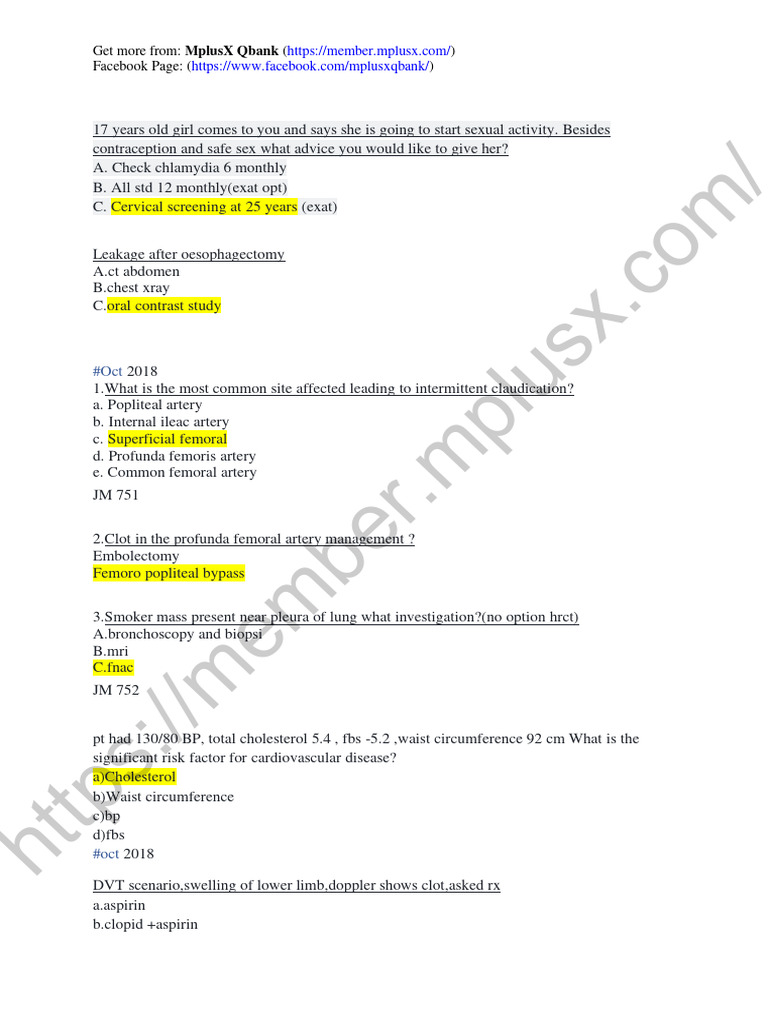 OCT 2018 - MplusX QBank | PDF