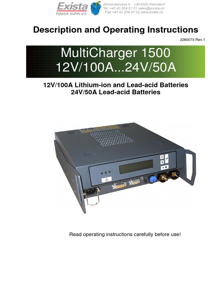 MultiCharger 1500 Operating Instructions | PDF | Rechargeable Battery ...