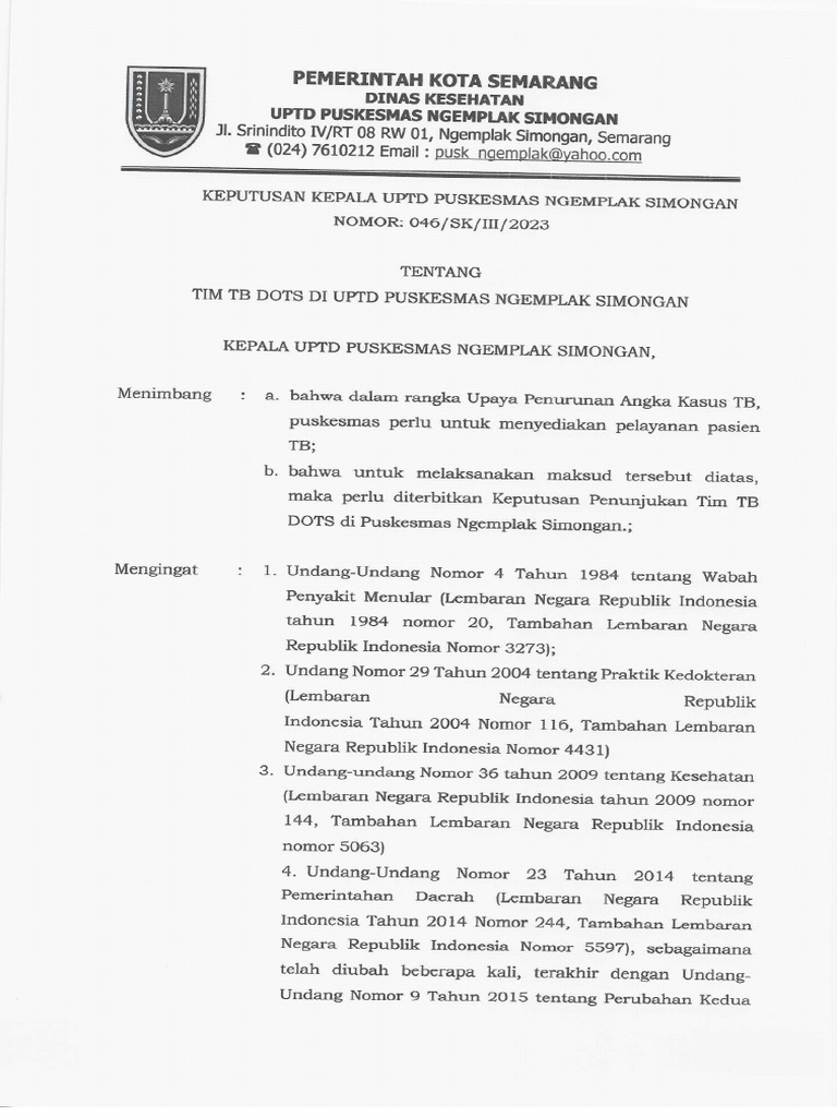 SK - 046 - Tim TB DOTS Di Puskesmas | PDF