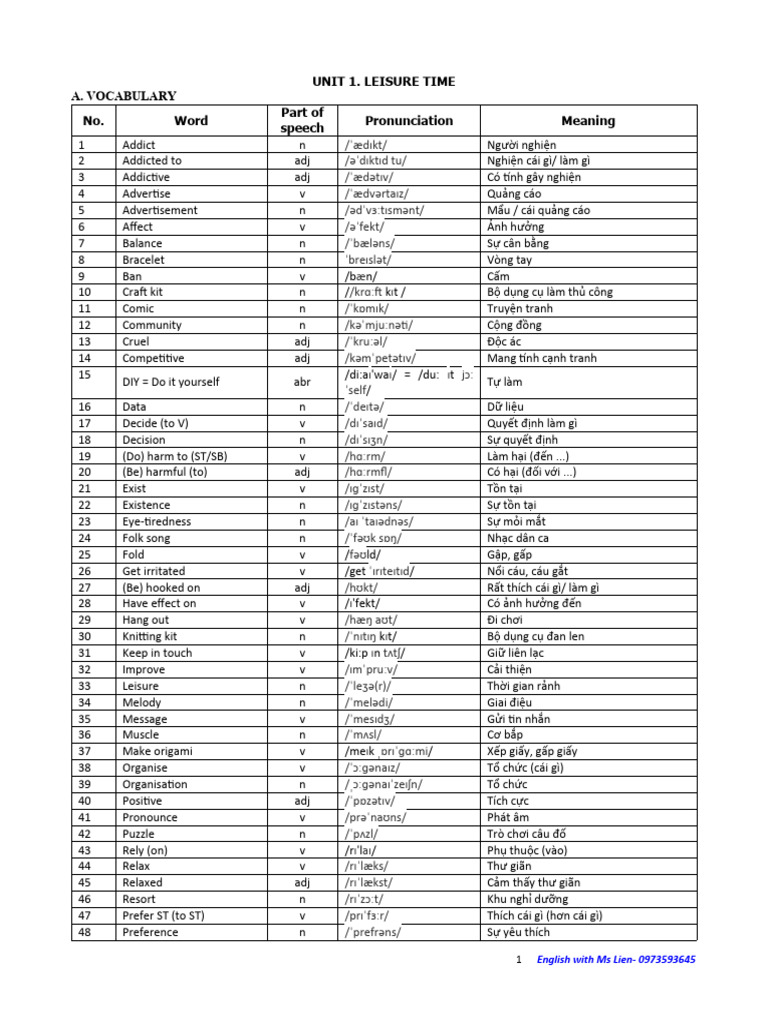 Unit 1. Leisure Time | PDF