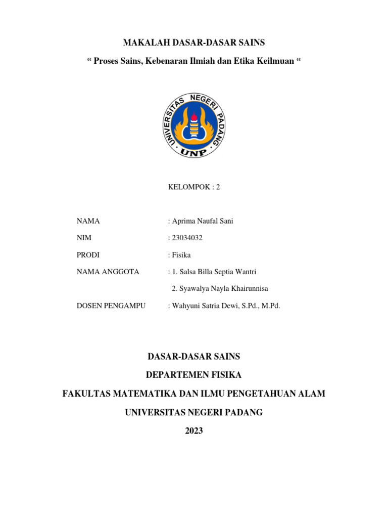 Makalah Dasar-Dasar Sains Kelompok 2 | PDF