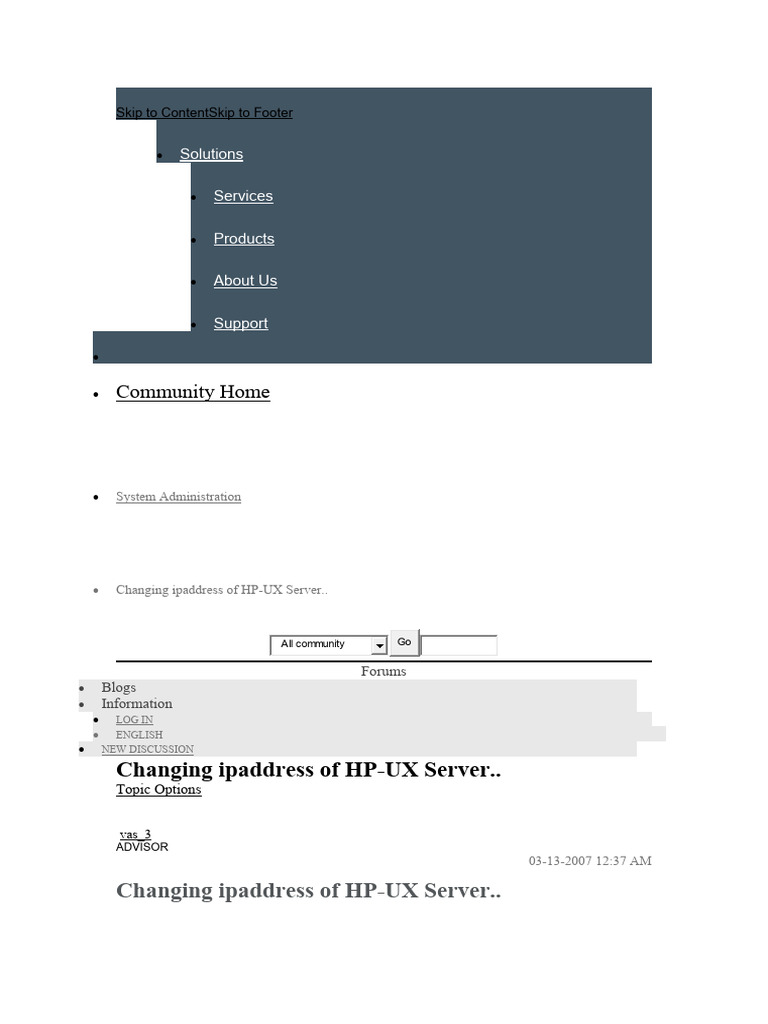 Changing Ip Address of HP Ux Server | PDF