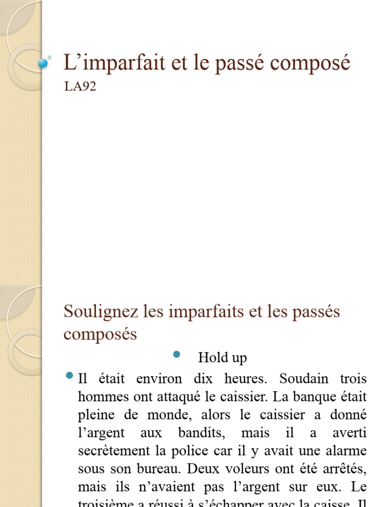 L Imparfait Et Le Passe Compose | PDF