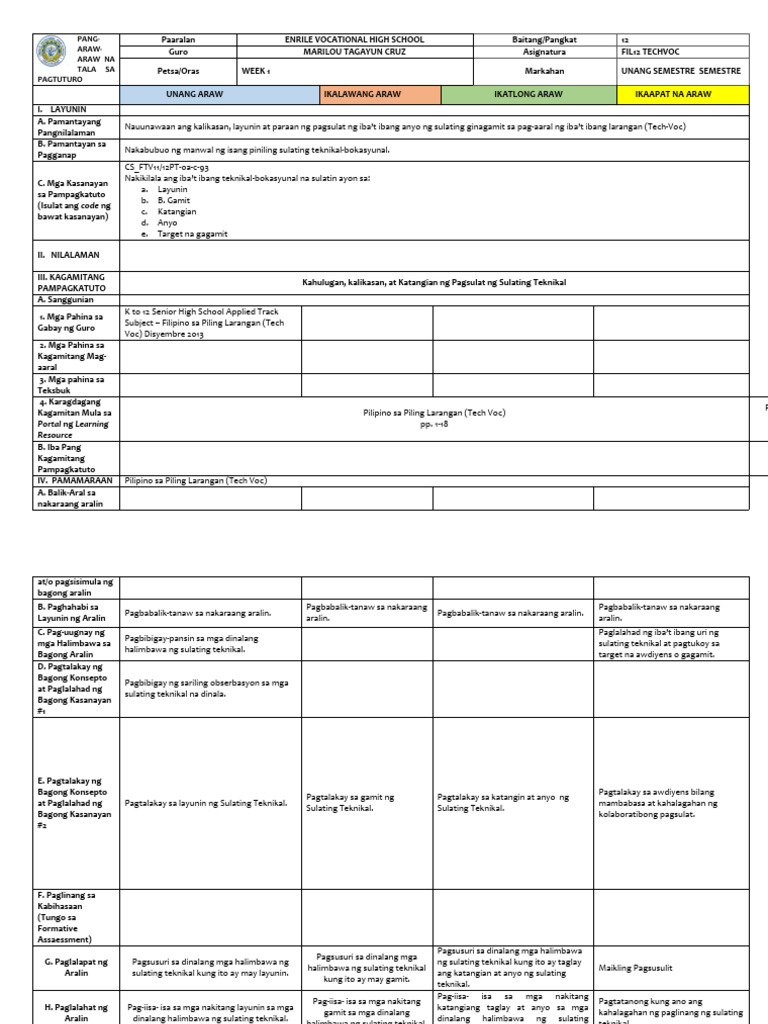 DLL Fil Techvoc 1 | PDF