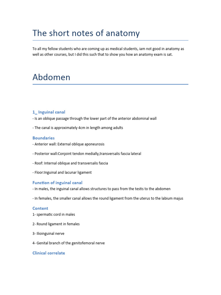 DR - Gatwal Anatomy Short Notes | PDF | Science & Mathematics
