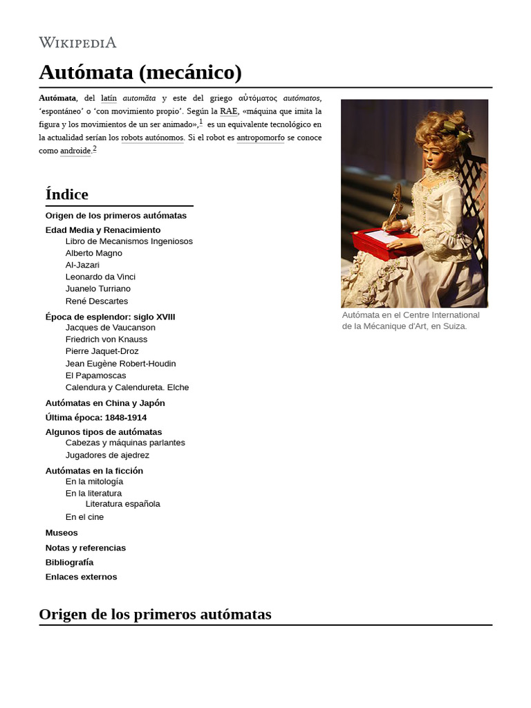 Historia de los Autómatas Mecánicos | PDF