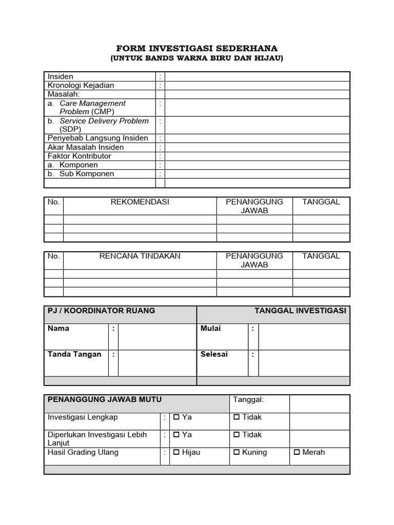 Form Investigasi Sederhana | PDF
